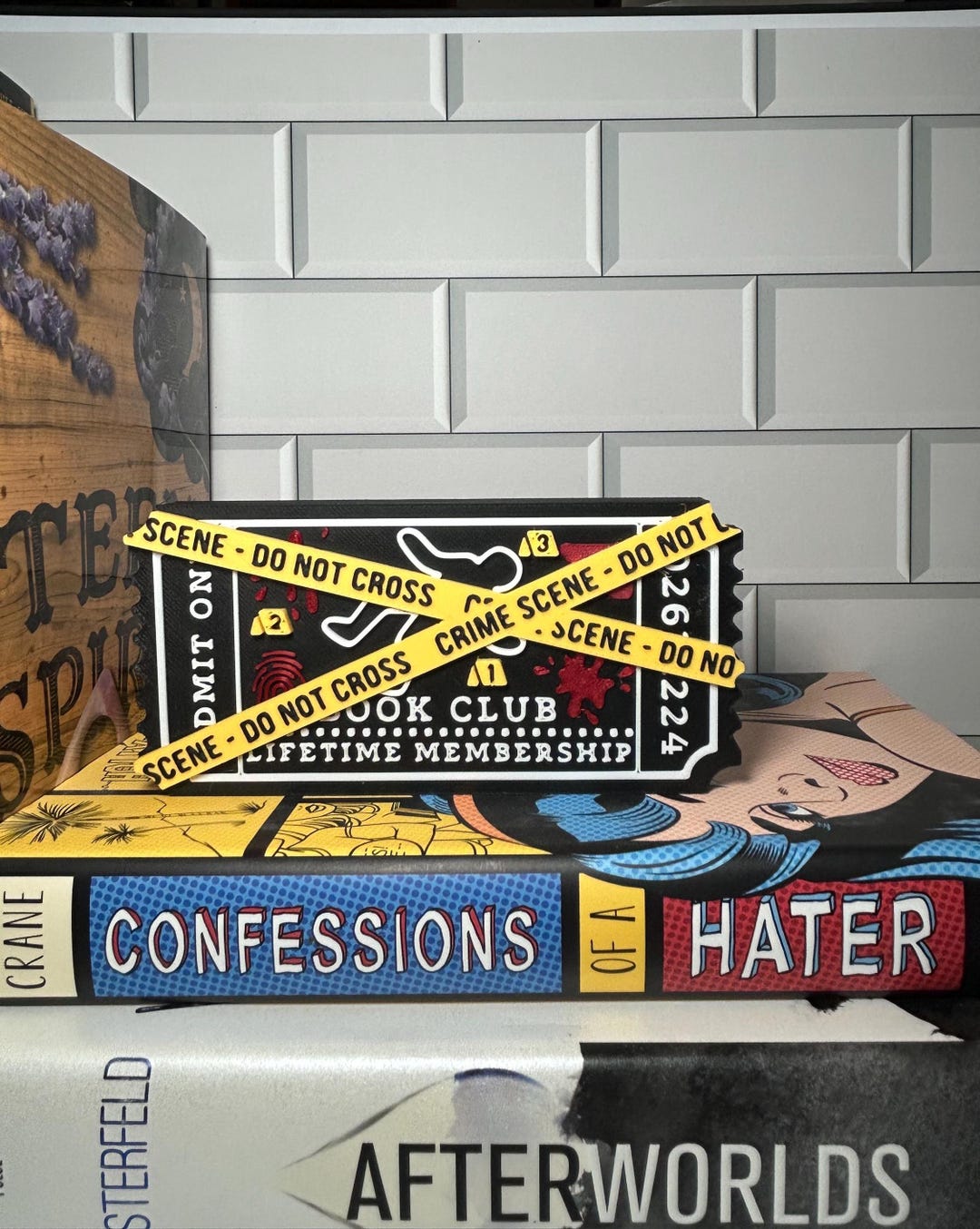 True Crime Scene Book Club Sign: 3D Printed Ticket-style Book Nook ...