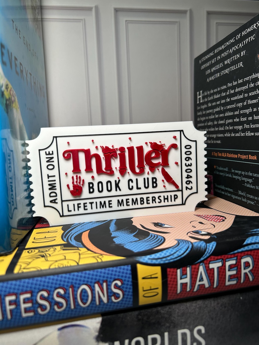 Thriller Book Club Ticket Sign: 3D Printed Book Nook Bookshelf Decor - Etsy