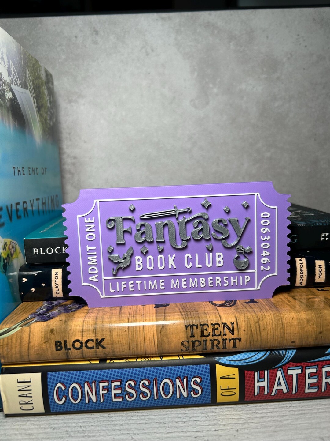 3D Printed Fantasy Book Club Sign: Ticket-style Book Nook Decoration ...