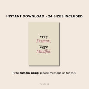 Very Demure Very Mindful Pink Aesthetic Wall Art, Daily Reminder ...