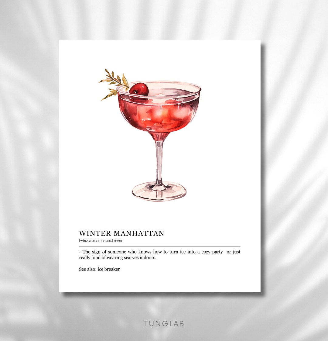 Winter Manhattan Cocktail Watercolor Art Print (digital Download) - Etsy