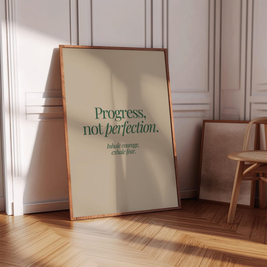 Progress Not Perfection Aesthetic Wall Art, Daily Reminder Motivation ...