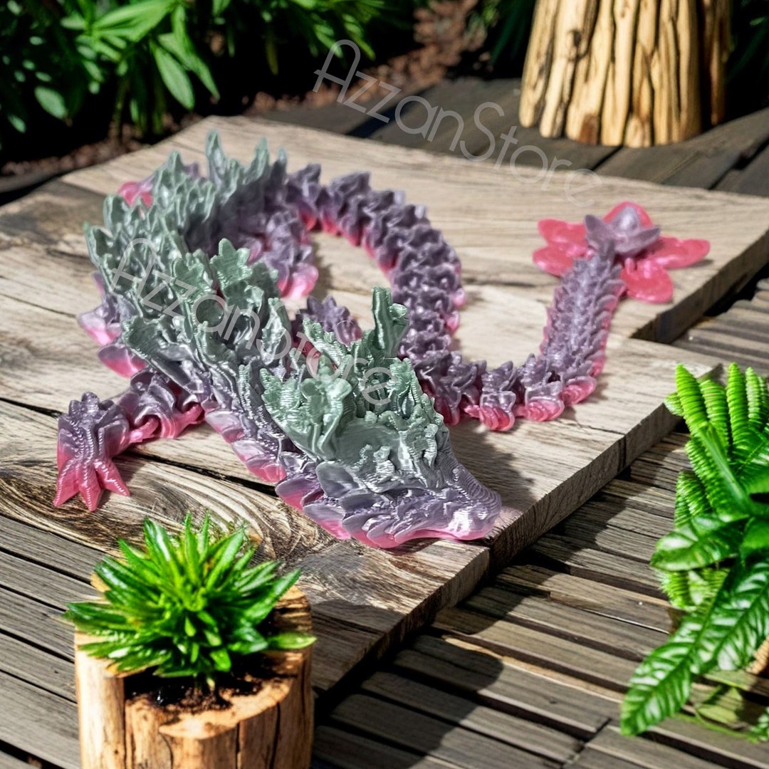 3D Printed Cherry Blossom Dragon, Cherry Blossom Dragon, Dragon, Fidget Long Cherry Blossom ...