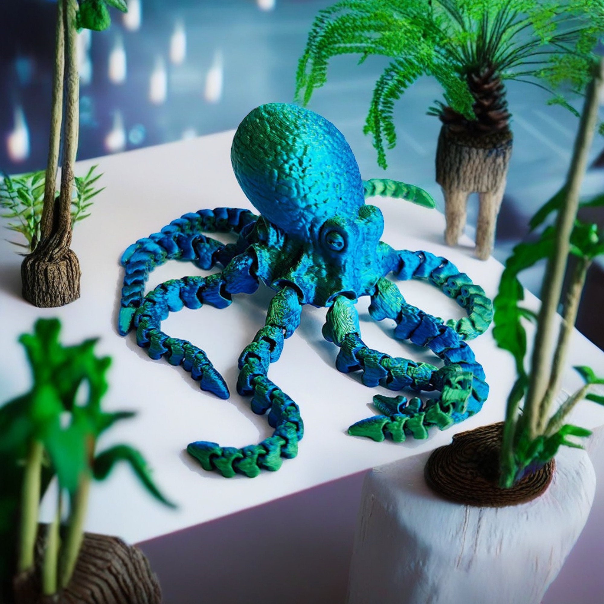 3D Printed Articulated Octopus Figurine, Toddler Room Decor, Octopus ...