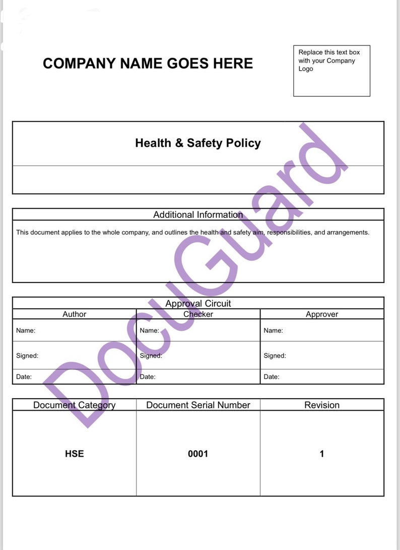 Health and Safety Policy Template - Etsy