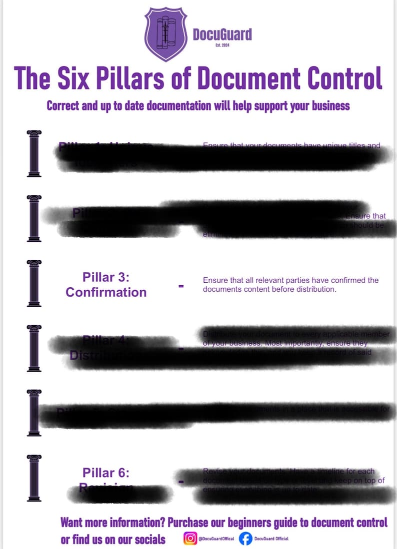 The Six Pillars of Document Control Poster - Etsy