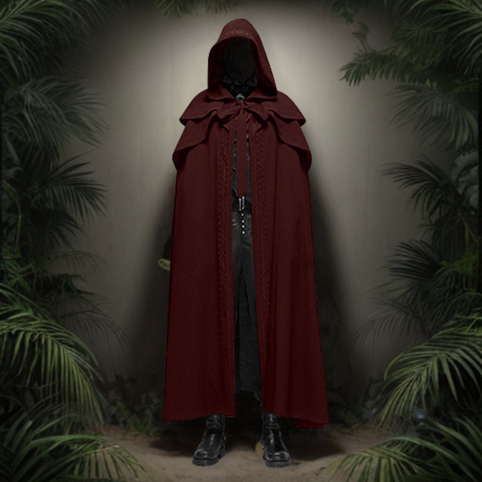 Black Medieval Hooded Cloak Gothic Retro Hooded Robe Retro Hooded Cloak ...