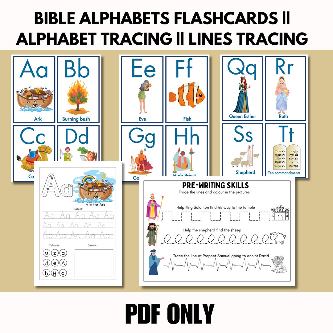 Alphabet Bible BUNDLE, Printable Verse Tracing Worksheets, Bible ...