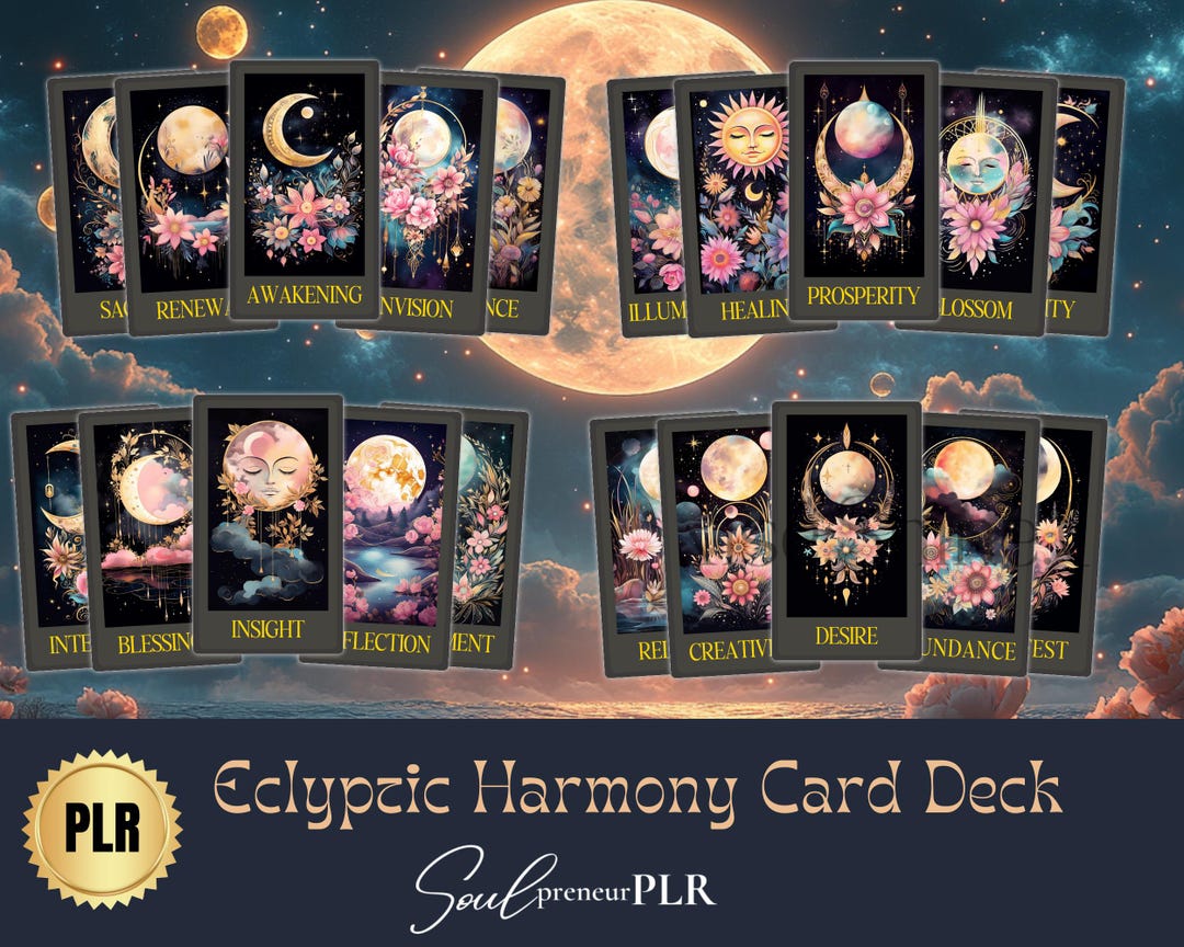 The Ecliptic Harmony Guidance Deck - PLR. Moon Oracle Deck. Moon Guidance Cards. Moon ...