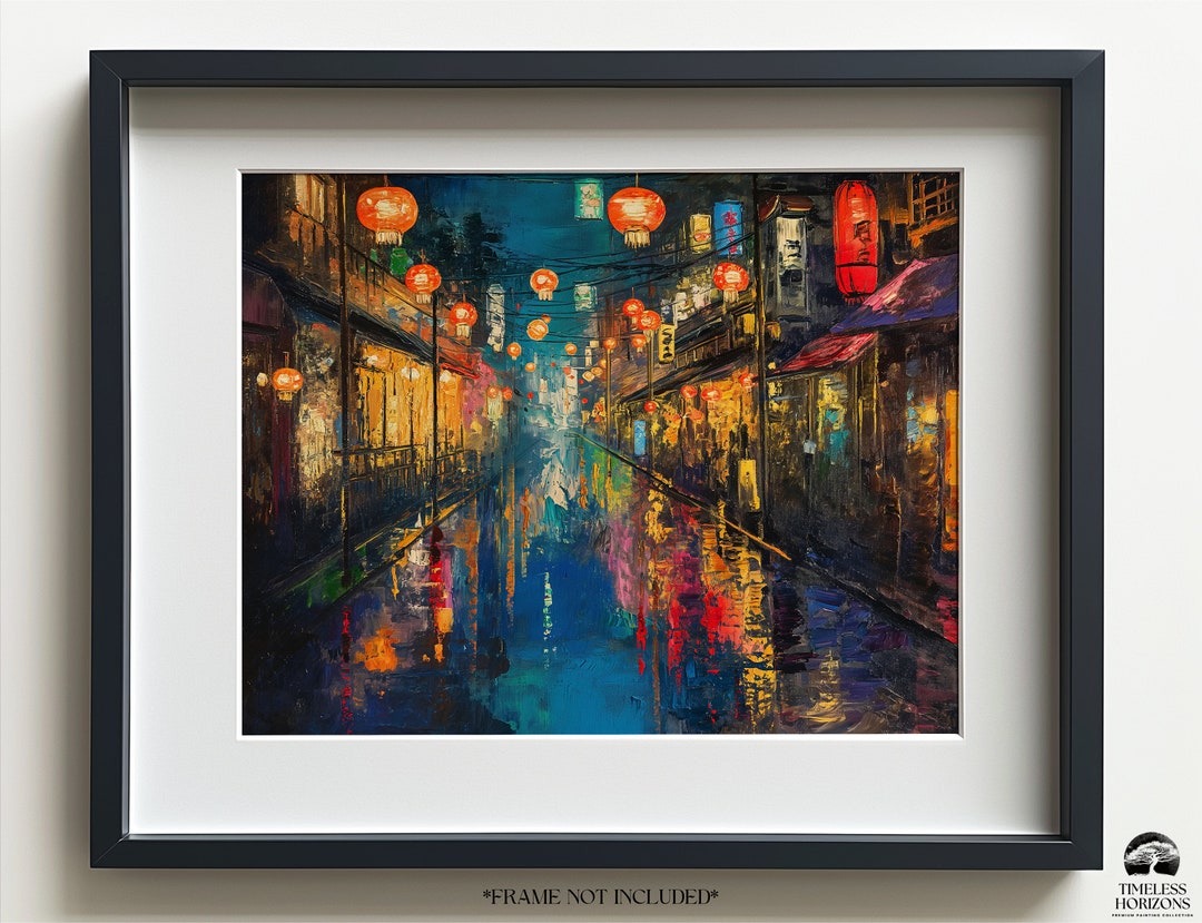 Japan Original Oil Painting Tokyo Japan Nightscape Impressionist Art ...
