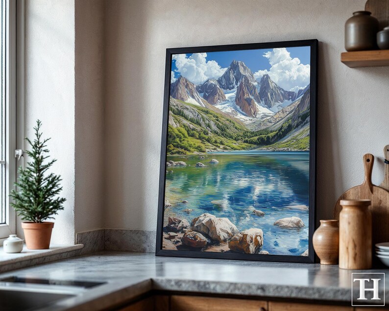 Patagonian Andes Argentina Oil Painting Print Rugged Mountain Landscape ...