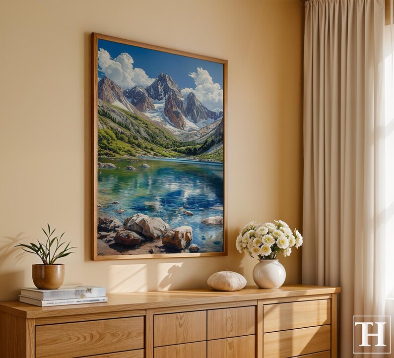 Patagonian Andes Argentina Oil Painting Print Rugged Mountain Landscape ...