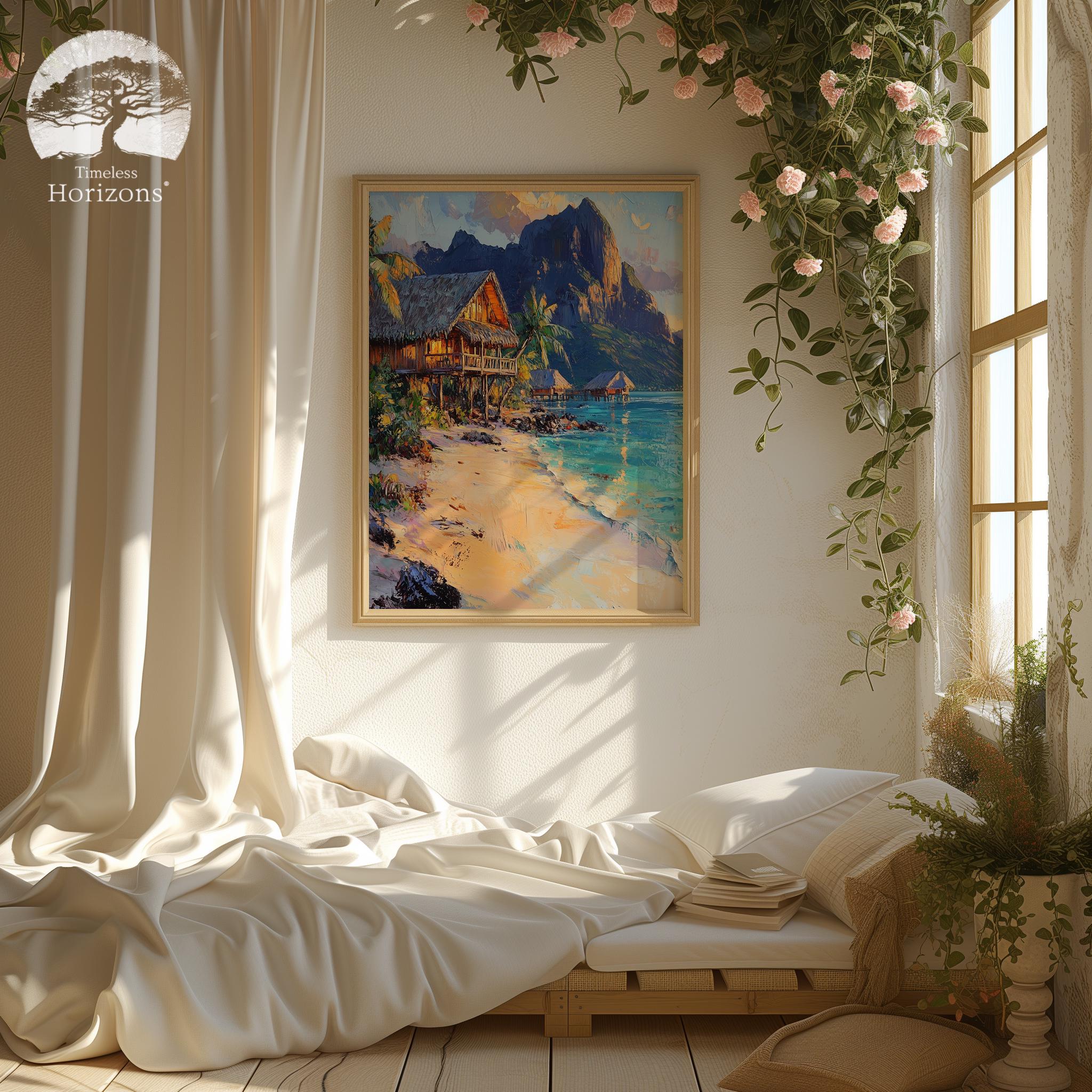 Bora Bora Oil Painting French Polynesia Poster Tropical Art Vintage ...