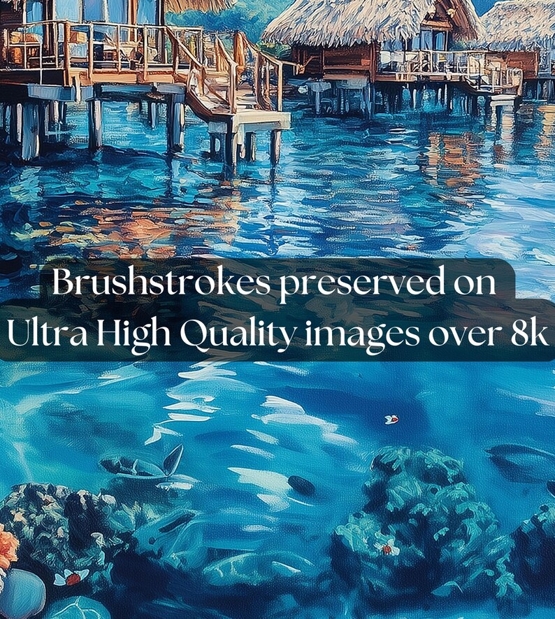 Bora Bora Overwater Bungalows French Polynesia Oil Painting Print ...