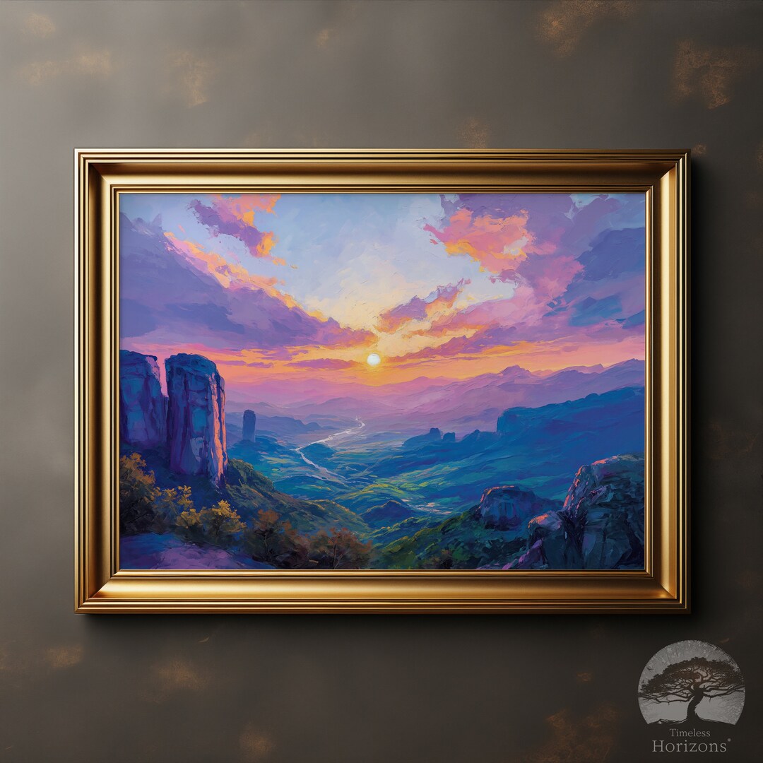 Original Oil Painting Meteora, Greece Sunrise Oil Painting Poster ...