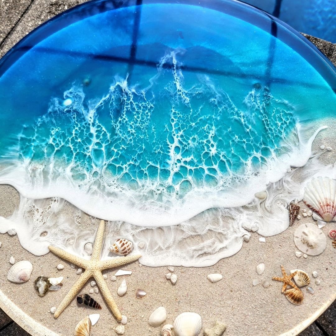 24-HOUR 30% DISCOUNT, Ocean-themed Epoxy Art Real Sand, Seashells Deep ...