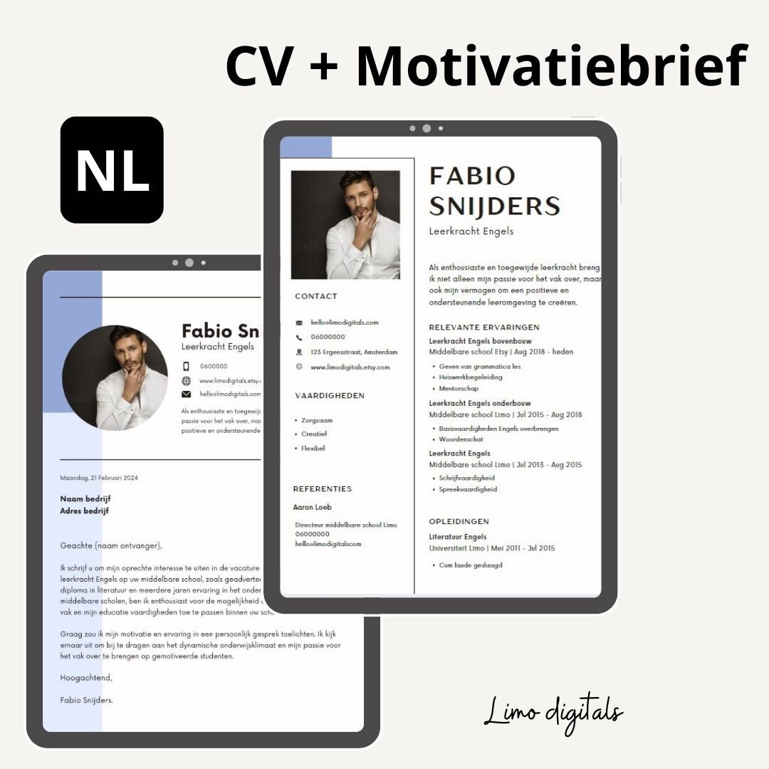 Dutch Resume Template, Motivation Letter, Job Application, Resume - Etsy