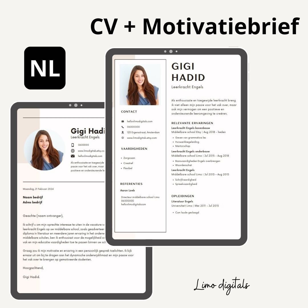 Dutch CV Template, Motivation Letter, Apply - Etsy