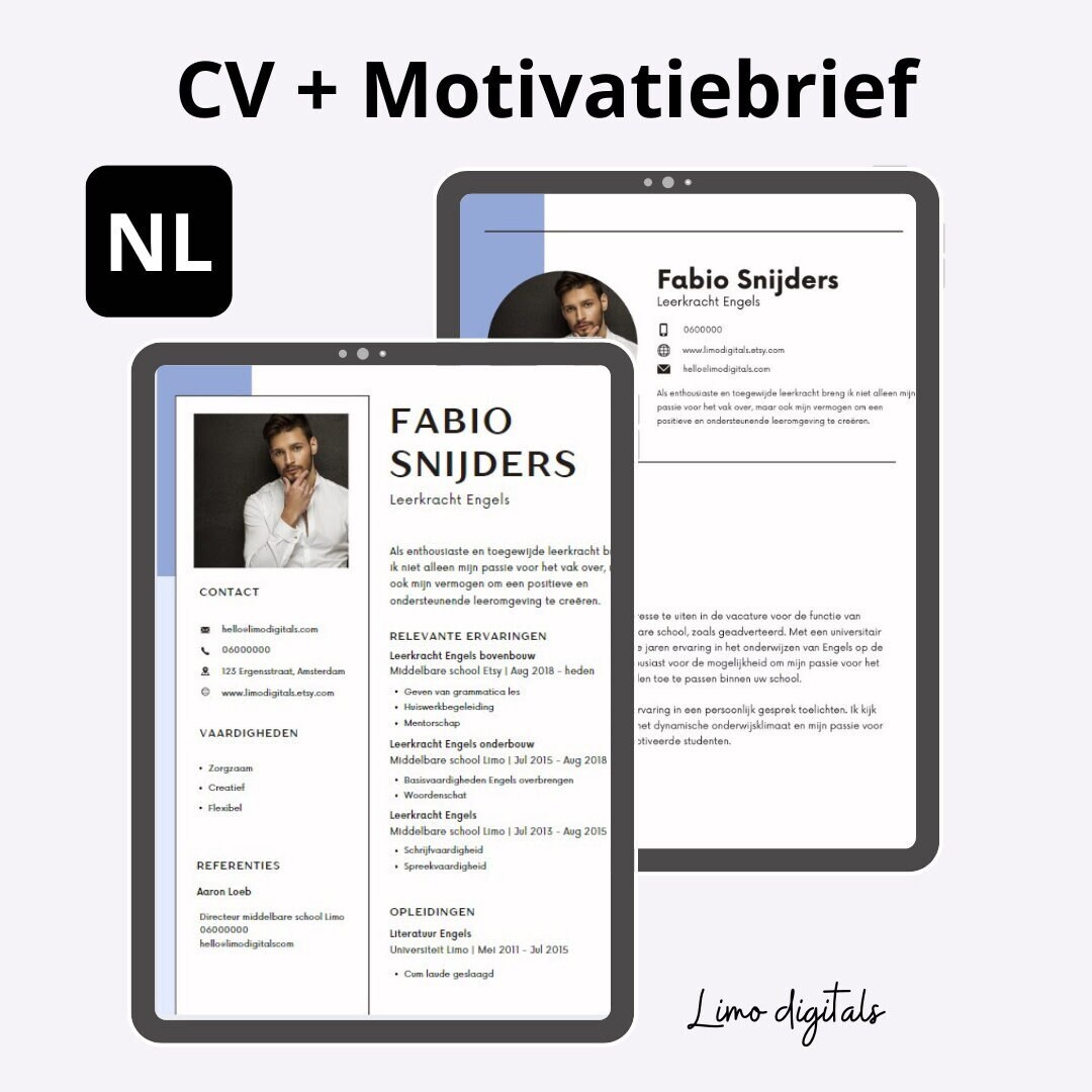 Dutch Resume Template, Motivation Letter, Job Application, Resume - Etsy UK