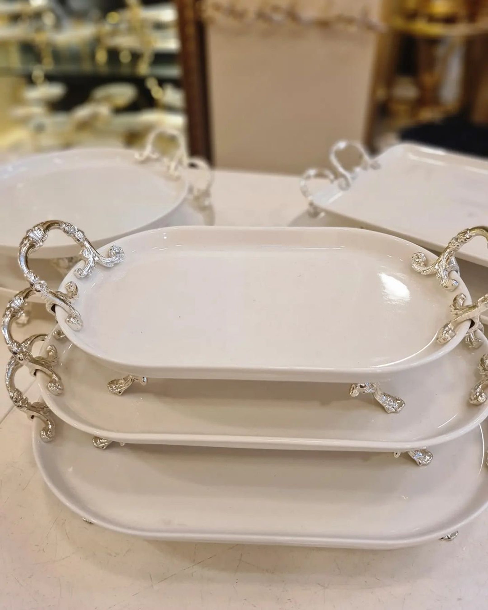 Elegant Gold & Silver Serving Plates Set Elevate Your Dining Experience ...
