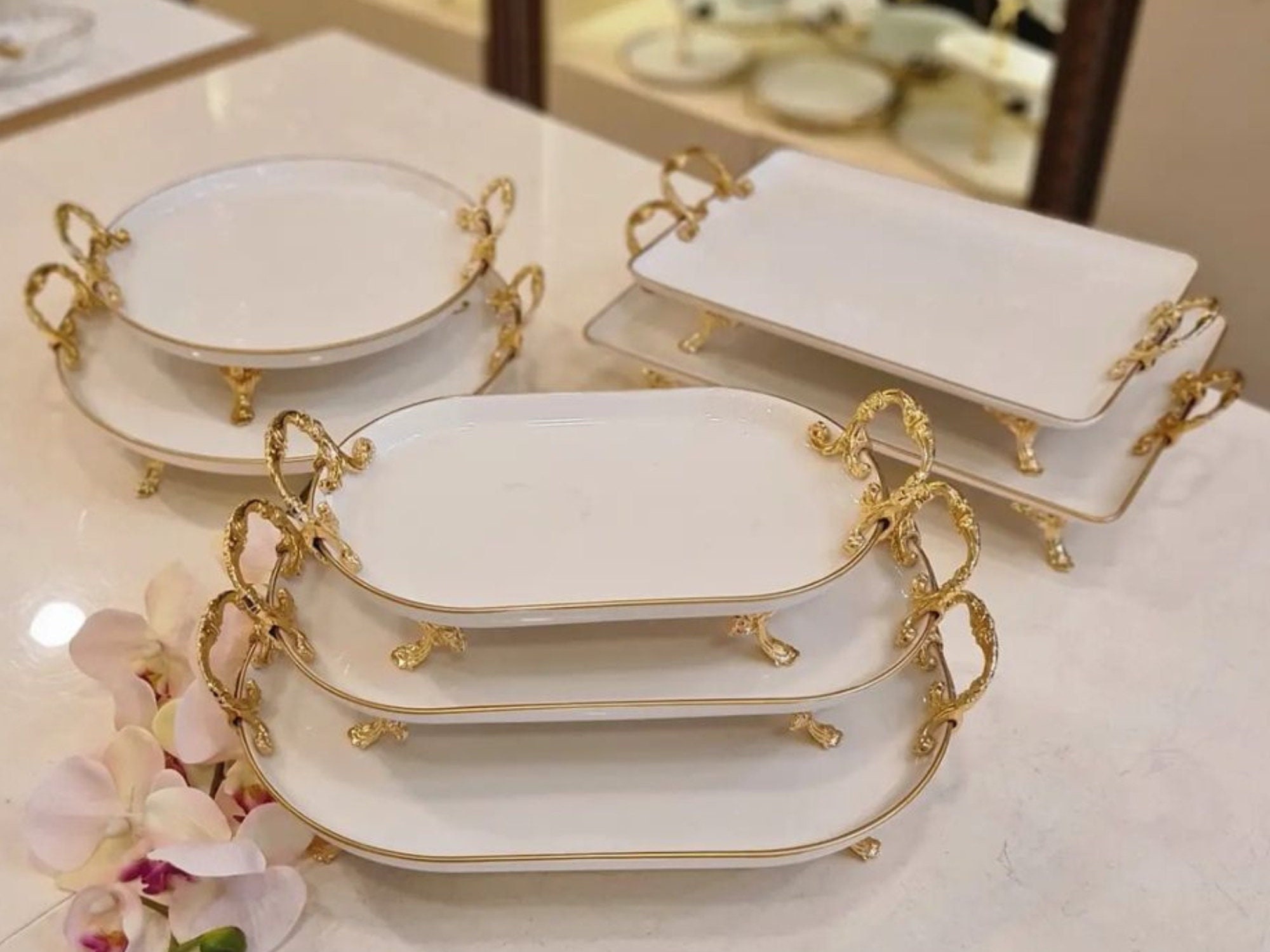 Elegant Boat-shaped Serving Plates Elevate Your Table Setting With Gold ...