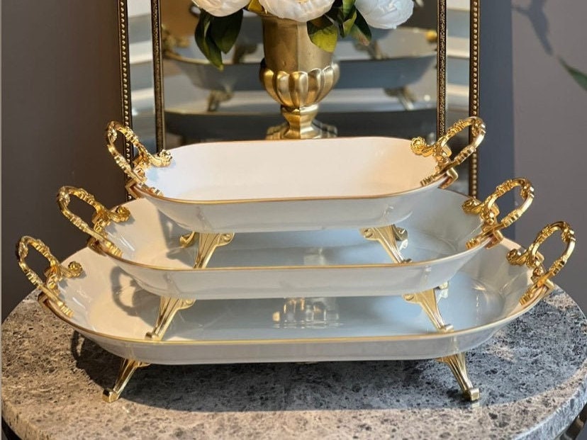Elegant Gold & Silver Serving Plates Set Elevate Your Dining Experience ...