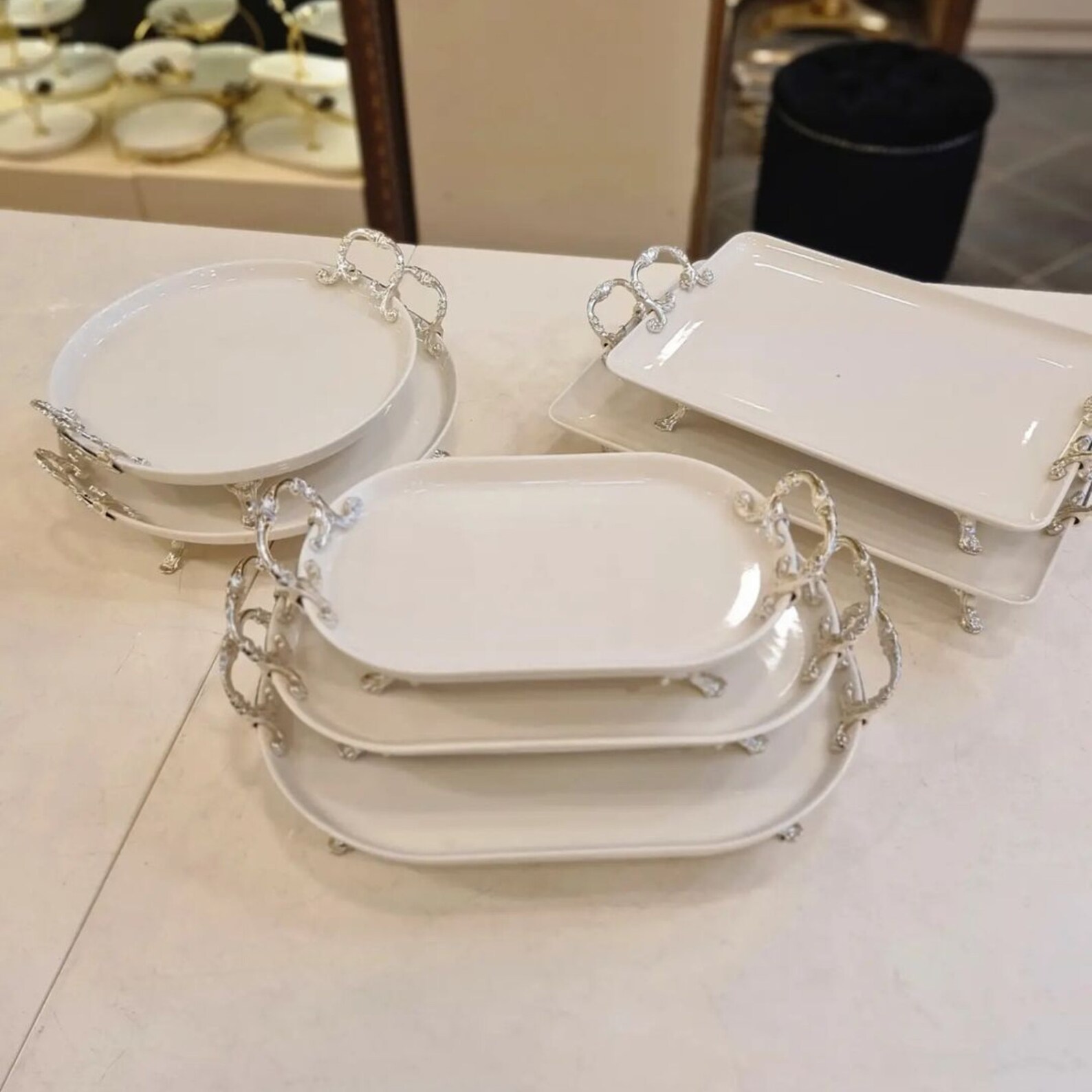 Elegant Gold & Silver Serving Plates Set Elevate Your Dining Experience ...