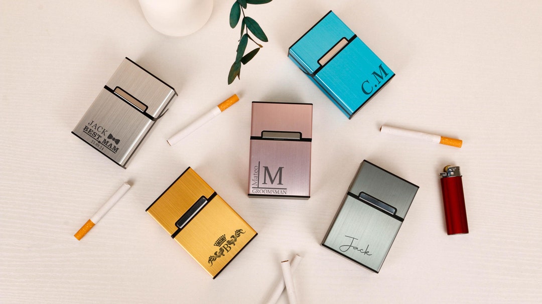 Custom Engraved Magnetic Cigarette Case Stylish Aluminum Flip Top ...