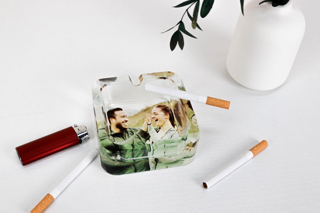 Glass Ashtray, Couple/father/groom Photo Ashtray, Personalized Ashtray ...