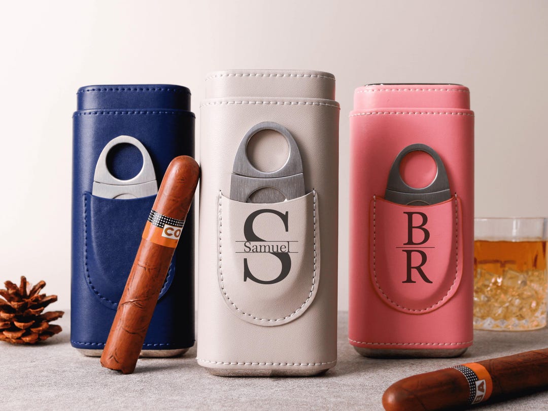Personalized Cigar Case,leather Cigar Case With Cutter, Customised ...