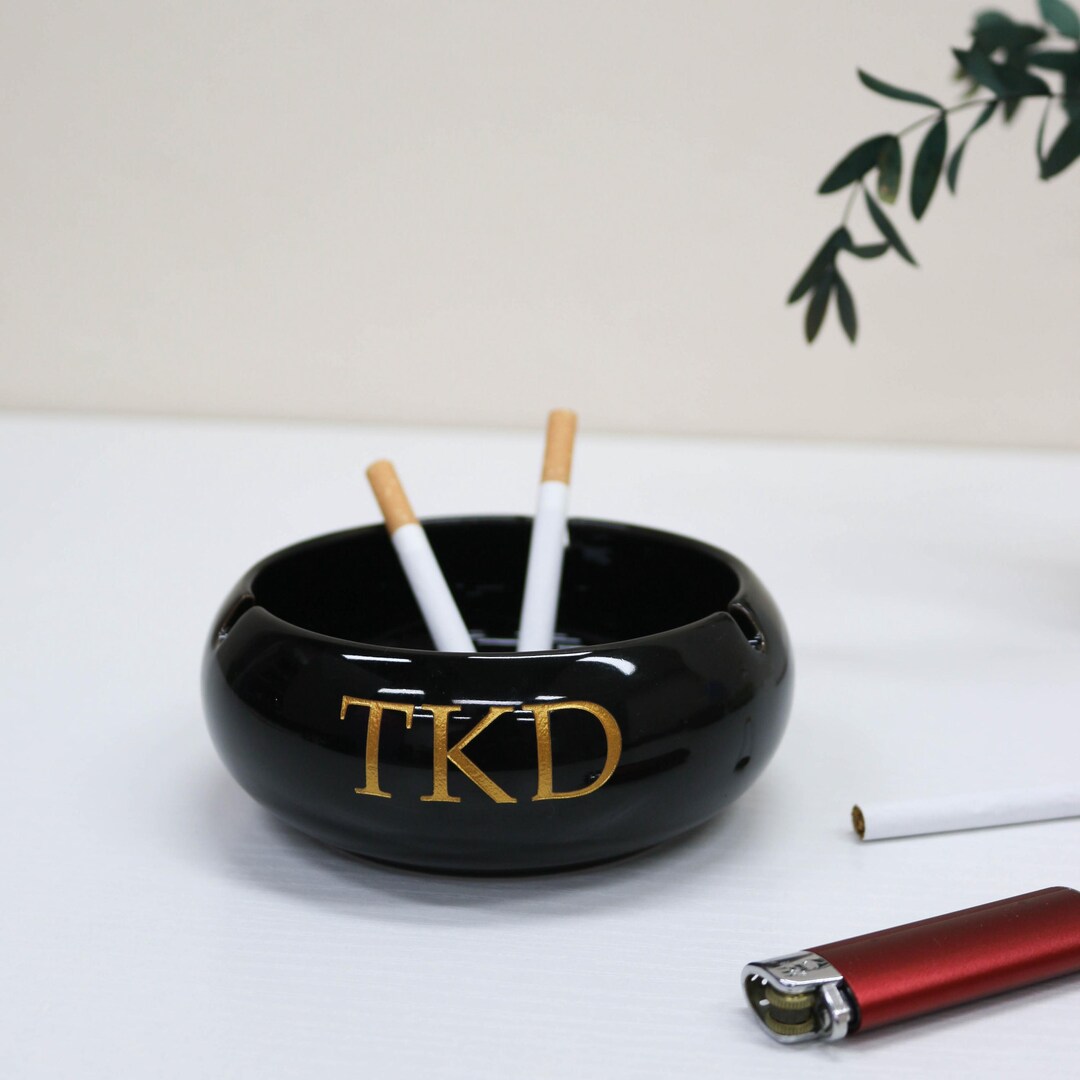 Custom Black Ceramic Ashtray Unique Personalized Gift for Dad Stylish ...
