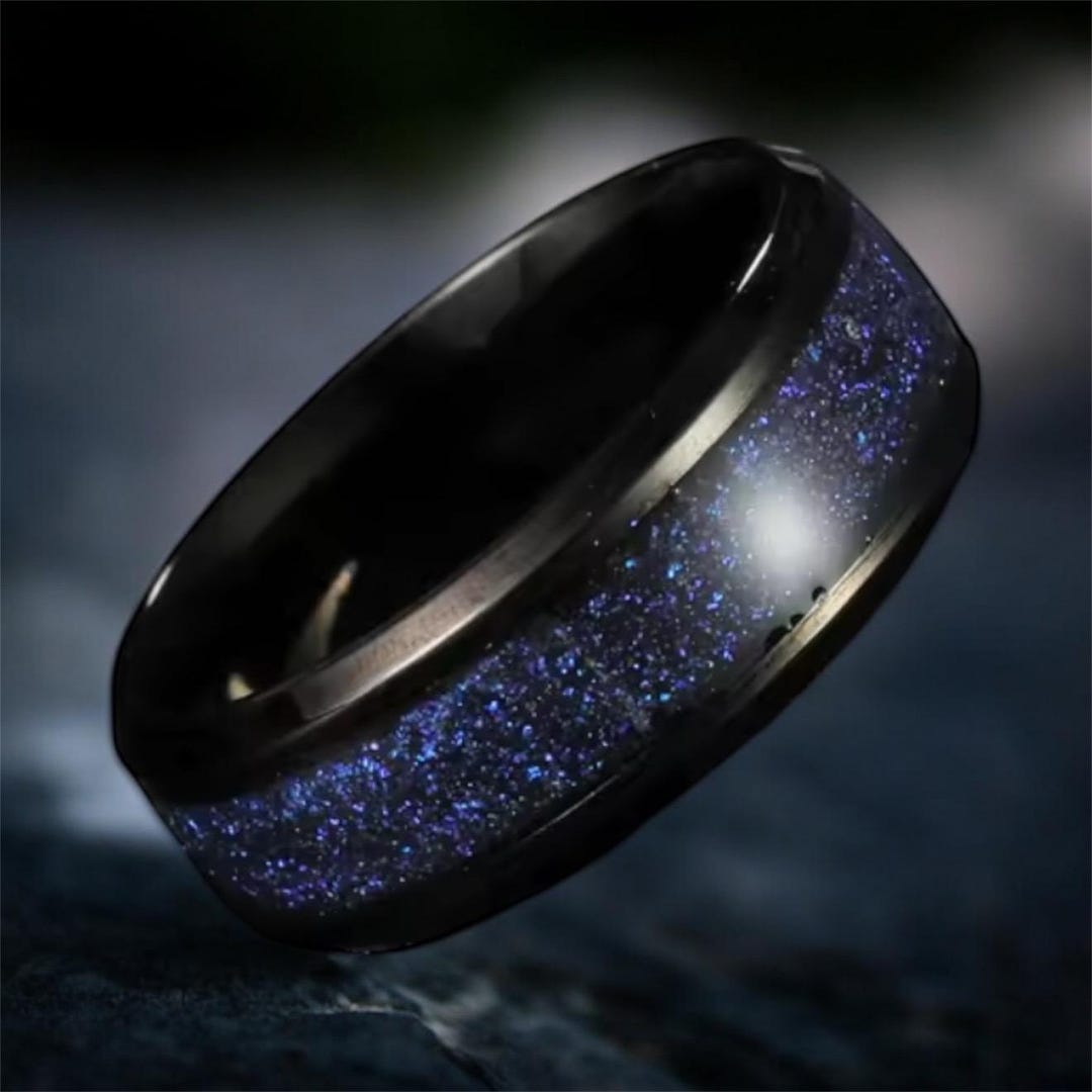 Stellar Style Galactic Elegance Black Dome Ring 6 Mm With Galaxy Opal ...