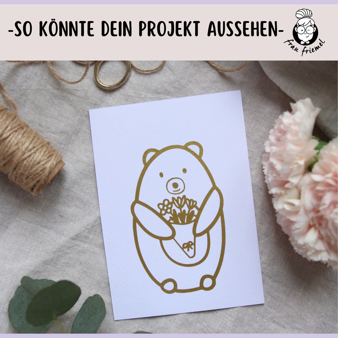Plotter File Bear, Plotter File Mother's Day, SVG Bear, Plotter Template Mother's Day, Plotter ...