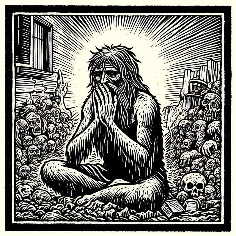 Unholy Father 3 Linocut Style Wall Art Print Home Decor Gift Horror Art ...