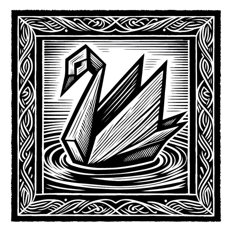 Paper Crane 4 Linocut Style Wall Art Print Home Decor Gift Idea Block ...