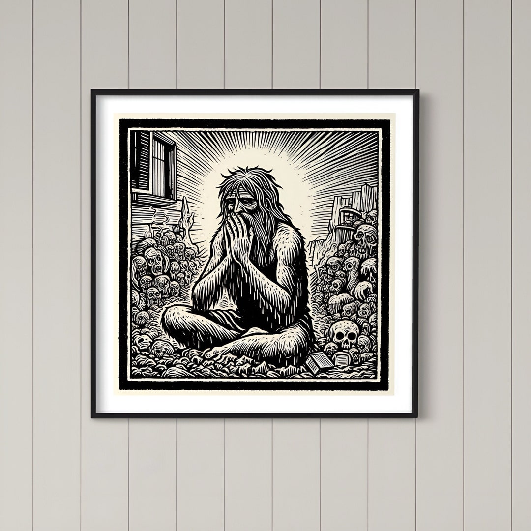 Unholy Father 3 Linocut Style Wall Art Print Home Decor Gift Horror Art ...