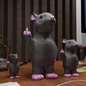 Middle Finger Rat – Funny 3d-printed Rodent Figurine, Bold Desk Decor ...