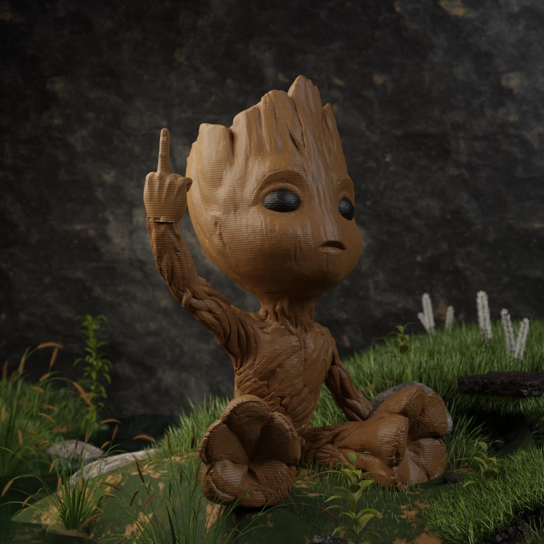 Tree-like Creature Middle Finger Statue – Humorous Decor, Unique Gift ...