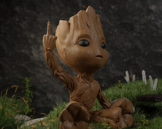 Tree-like Creature Middle Finger Statue – Humorous Decor, Unique Gift ...
