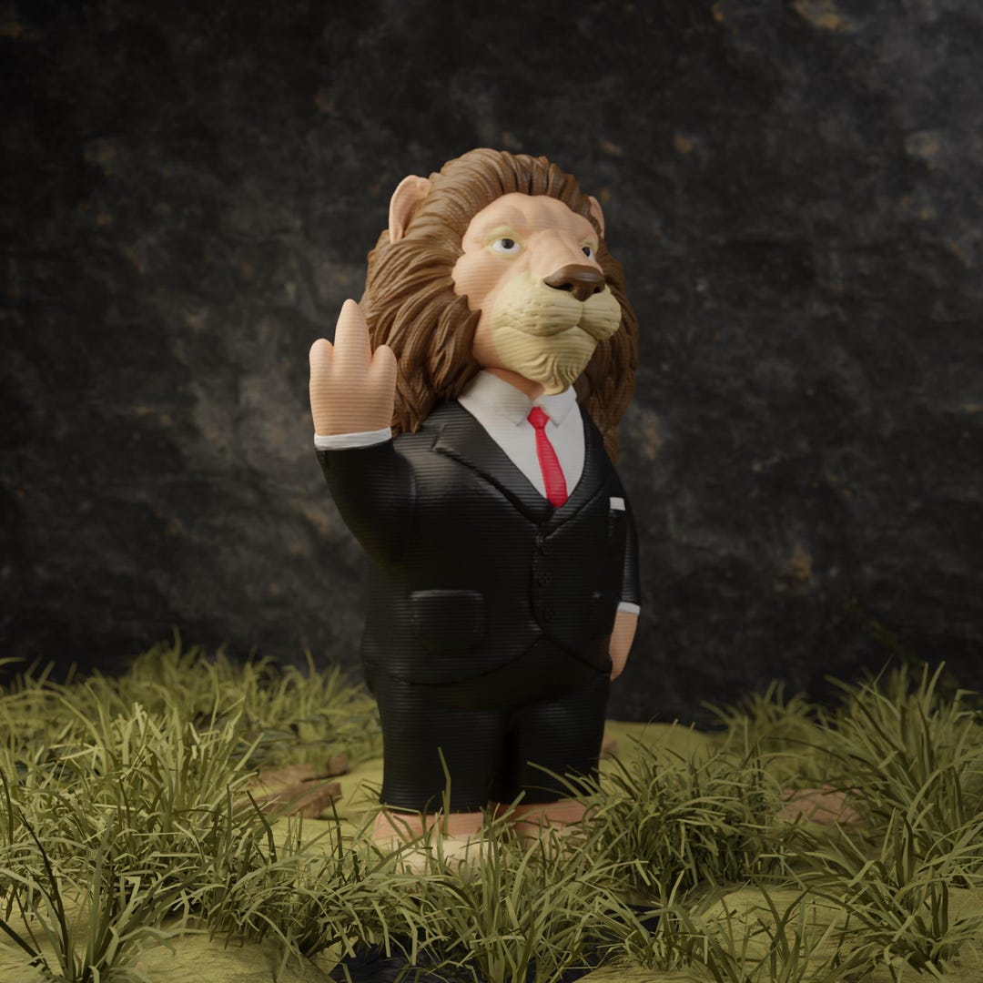 Middle Finger Lion in a Suit – Hilarious 3d-printed Mini Statue – Bold ...