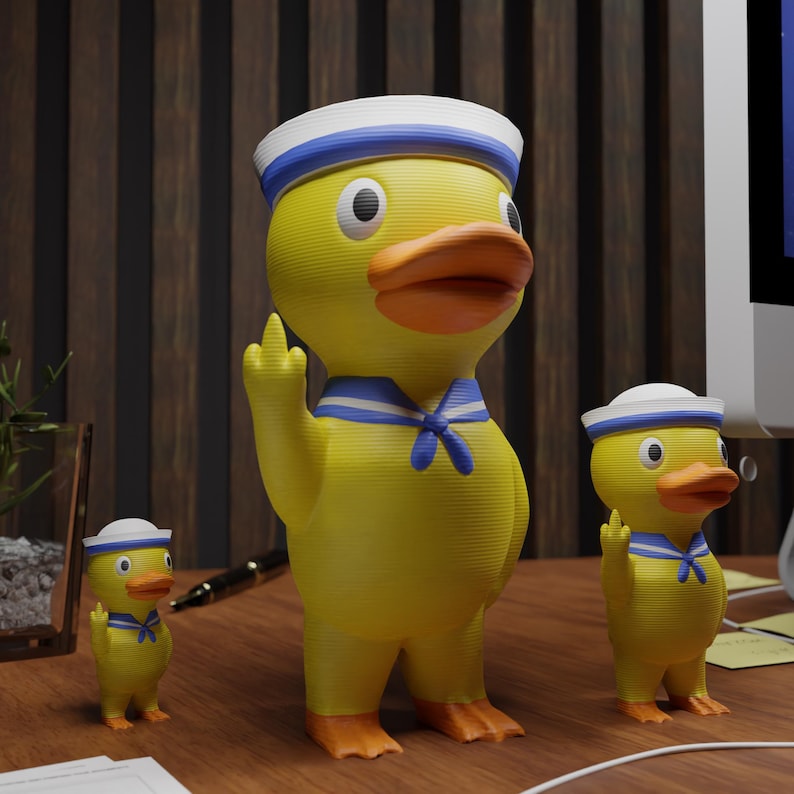Middle Finger Navy Duck – 3d-printed Mini Statue – Unique Desk Decor ...