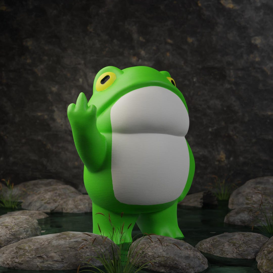 Middle Finger Frog Statue – Humorous 3d-printed Decor, Funny Frog ...
