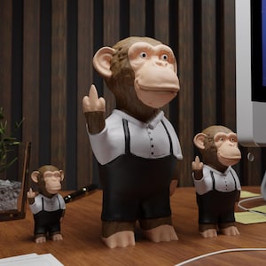 Mittelfinger Affe Statue - Humorvolle 3D-gedruckte Affenfigur, Lustiges ...