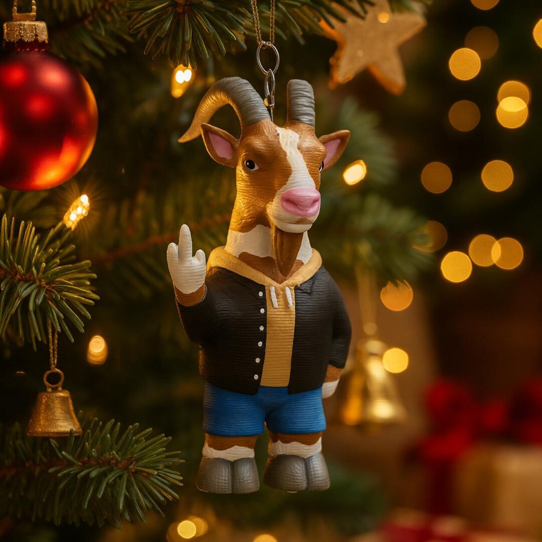 Tree Decoration, Middle Finger Goat Figurine – 3d-printed Desk Decor ...