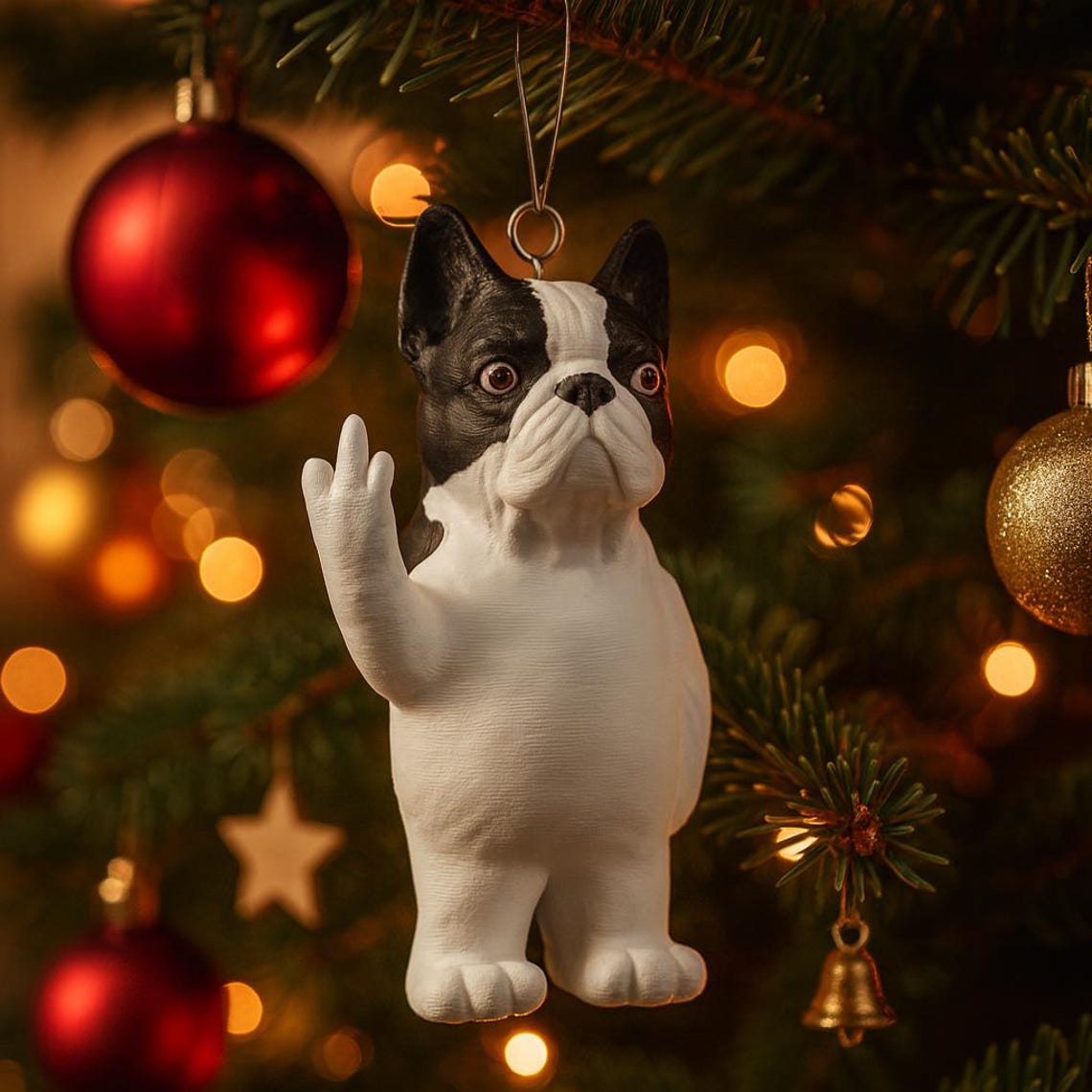 Tree Hanger, French Bulldog Middle Finger Statue – 3d-printed Frenchie ...