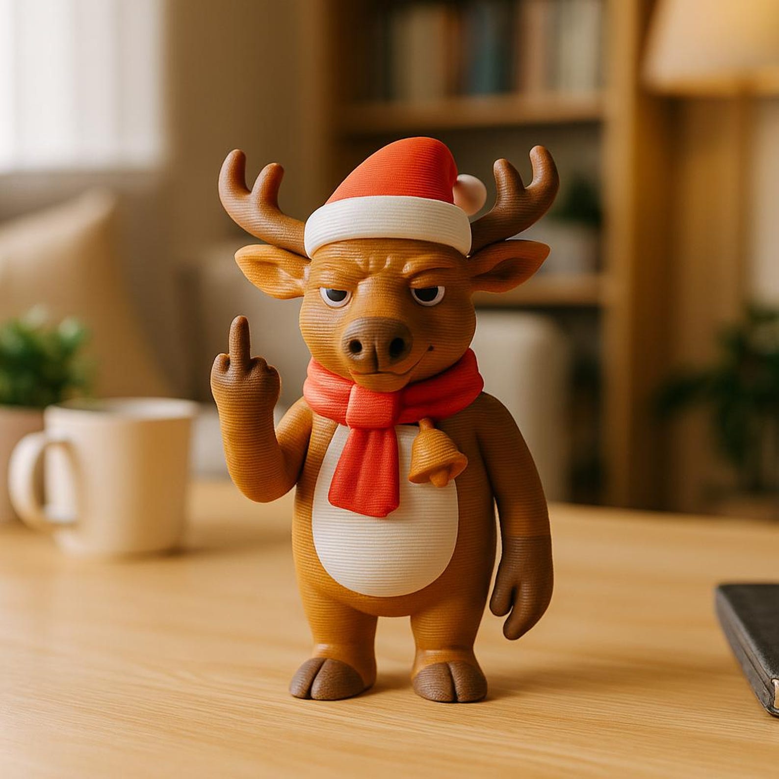 Reindeer Middle Finger Figurine Funny Christmas Decor Sarcastic Holiday ...