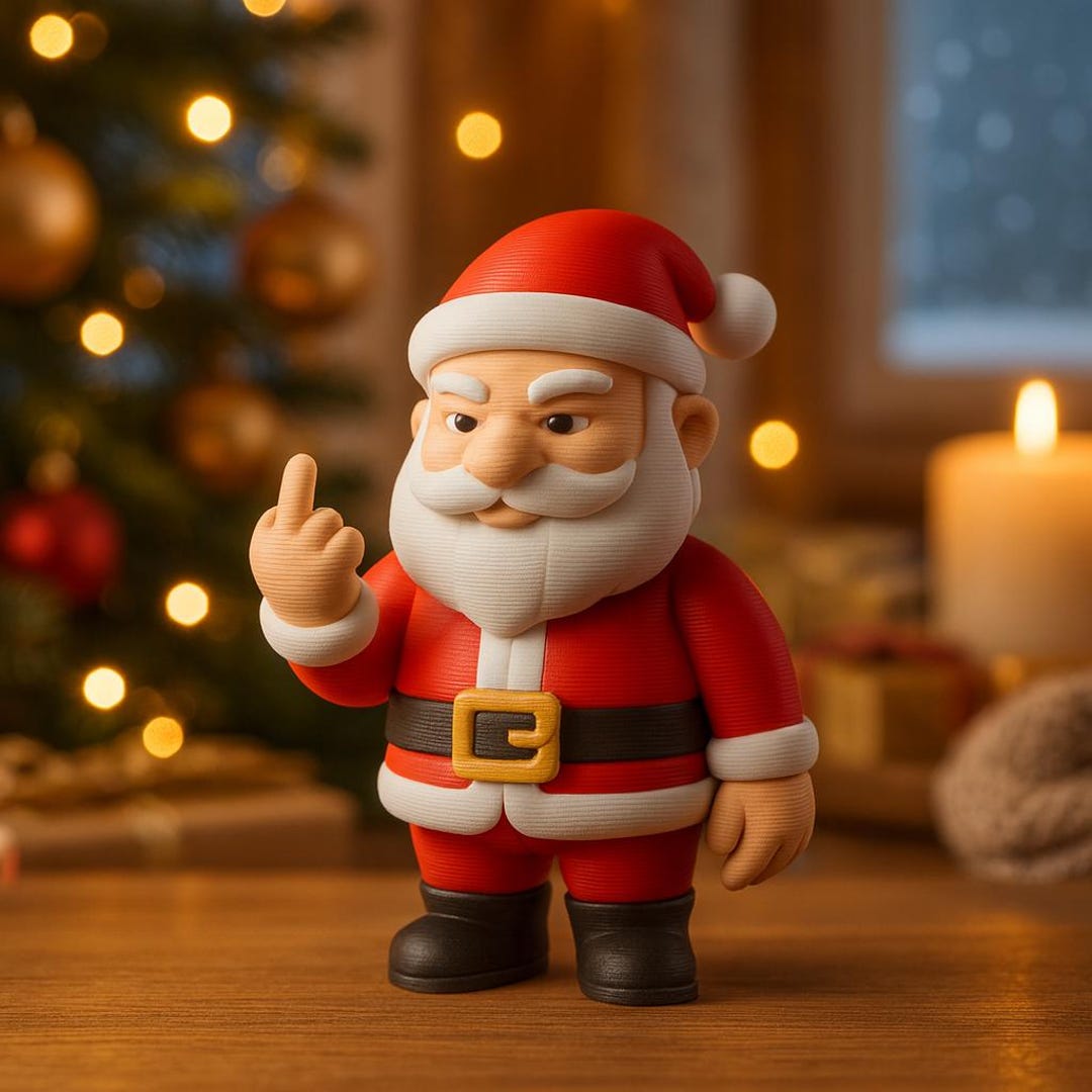 Santa Clause Middle Finger Statue – Humorous Scientist Decor, 3D ...