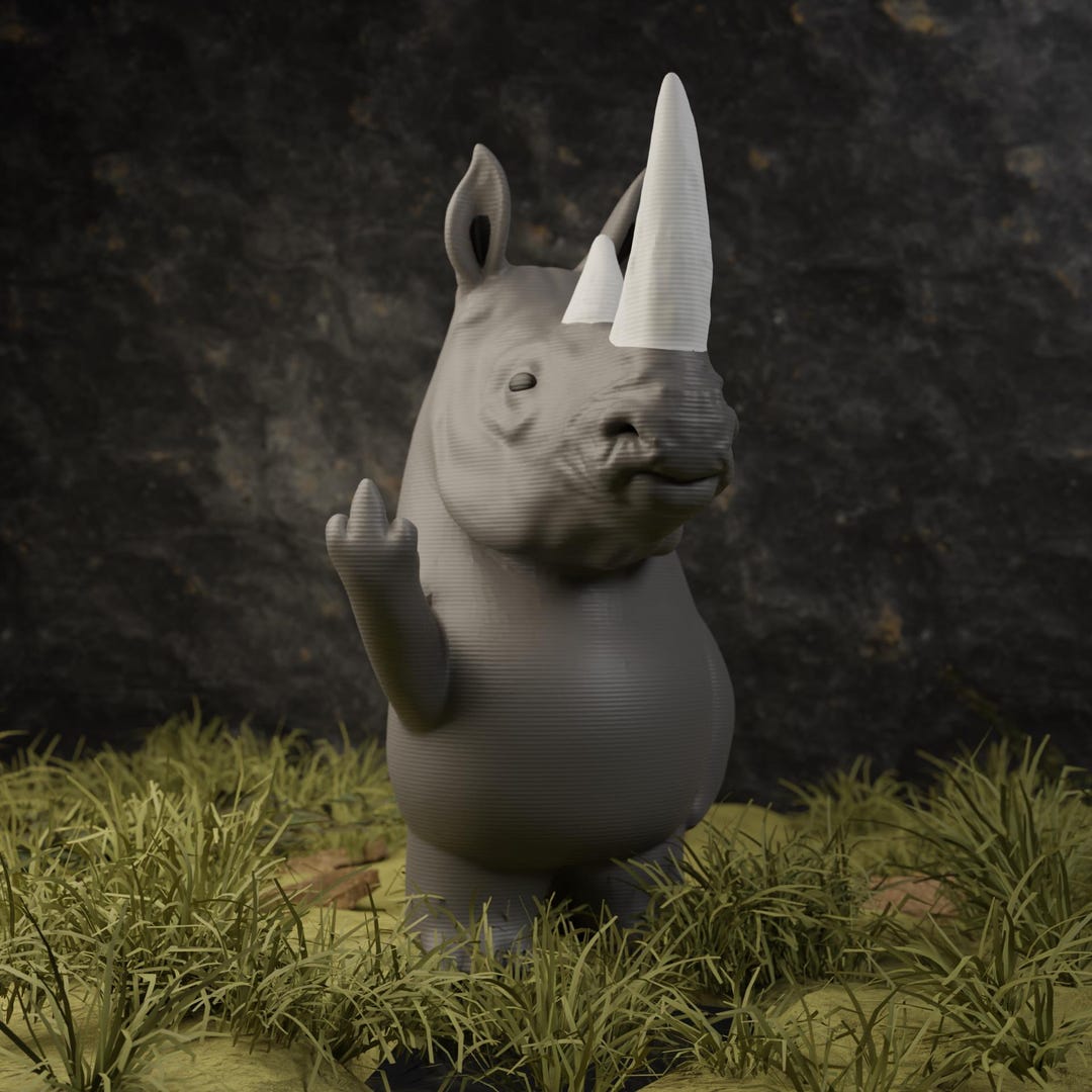 Rhino Middle Finger Statue – Humorous Rhino Decor, Unique Wildlife ...