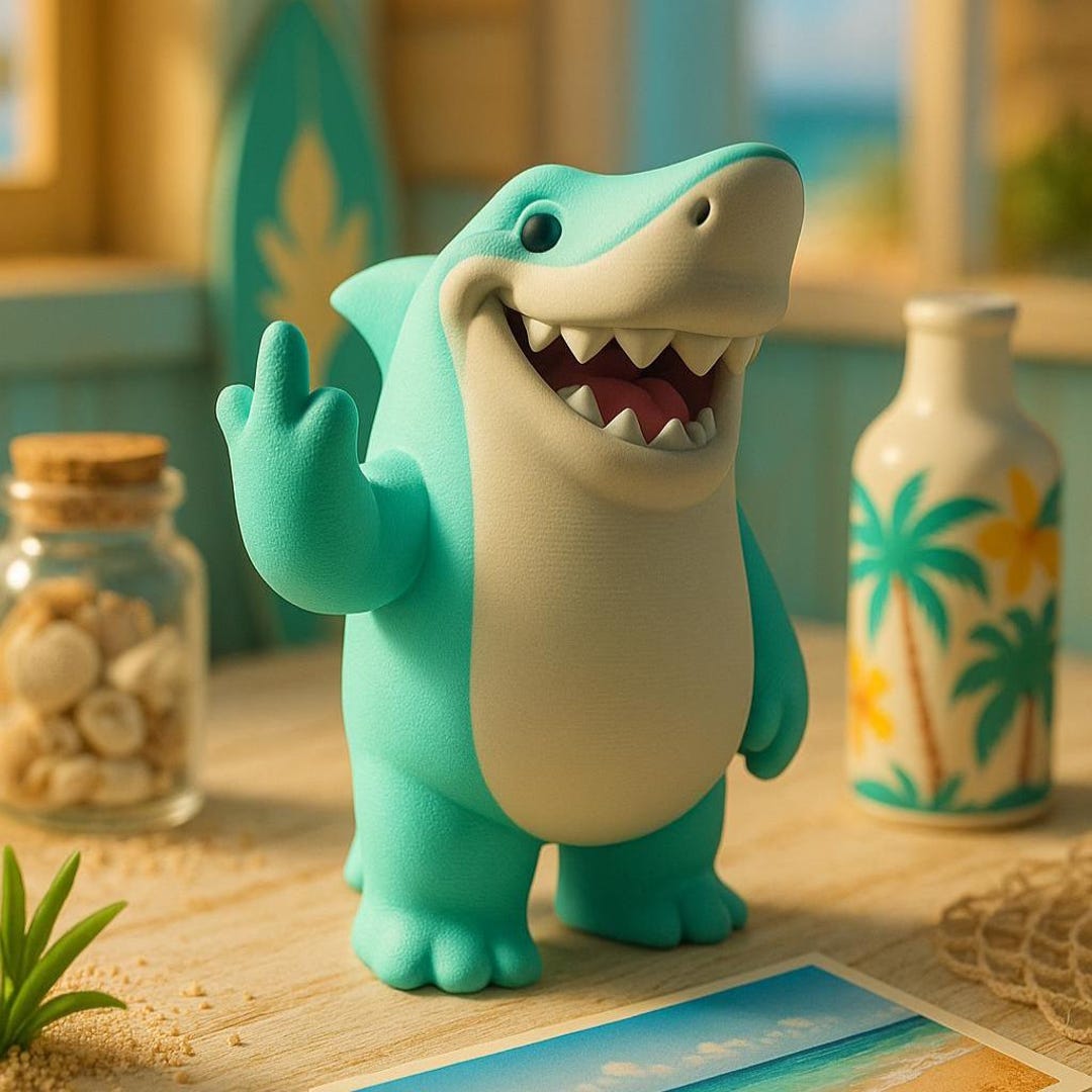 Great White Shark Flipping the Middle Finger – 3d-printed Funny Ocean ...
