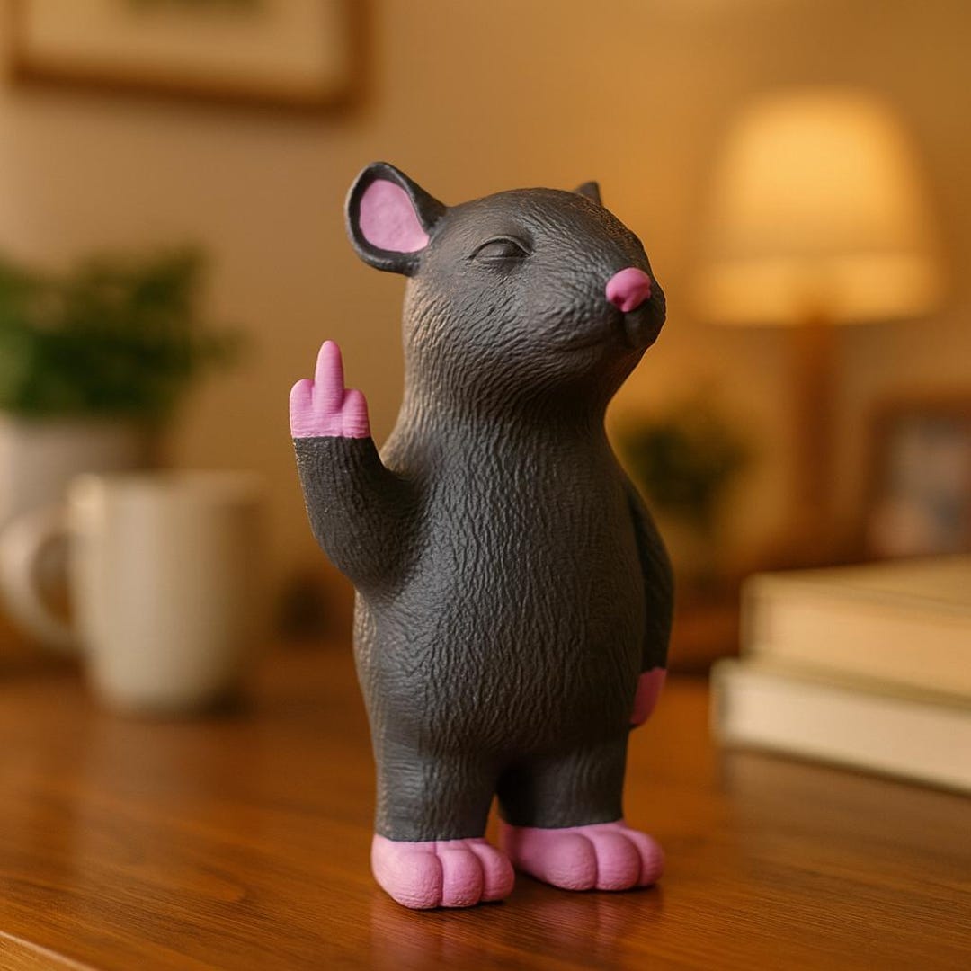 Middle Finger Rat – 3d-printed Rodent Figurine, Bold Desk Decor ...